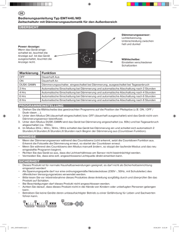 REV Analoge Zeitschaltuhr Bedienungsanleitung | Manualzz