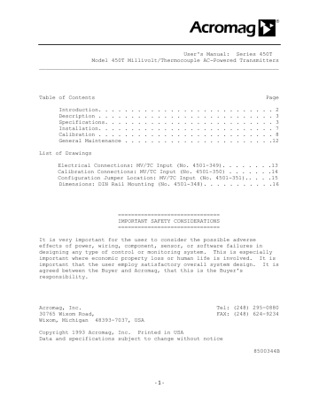 Acromag 450T-TCx User Manual | Manualzz