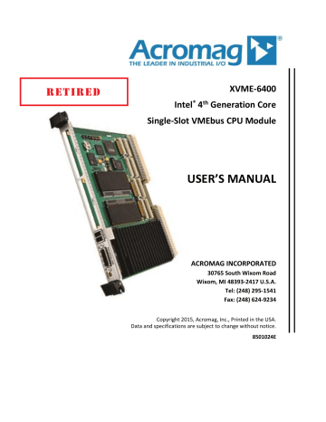 Acromag XVME-6400 User Manual | Manualzz