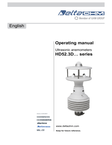 Delta Ohm HD52.3D Series 2 Axis Ultrasonic Anemometer Manual | Manualzz