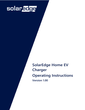 SolarEdge SolarEdge Home EV Charger Operating instructions | Manualzz