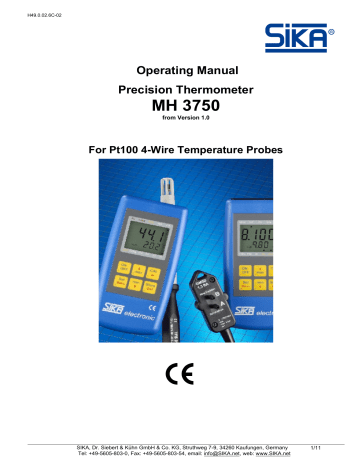 Sika Temperatur Hand-Held-Instrument MH3750 Operating Manual | Manualzz