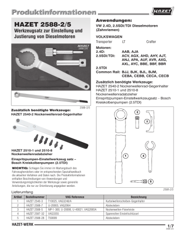 Hazet 2588-2/5 Bedienungsanleitung | Manualzz