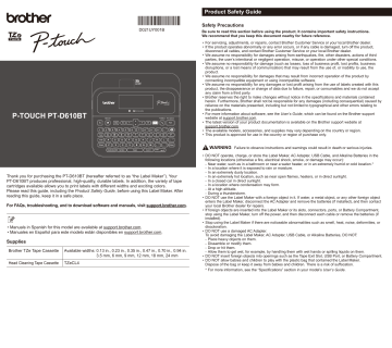 Brother PT-D610BT P-touch Quick Setup Guide | Manualzz