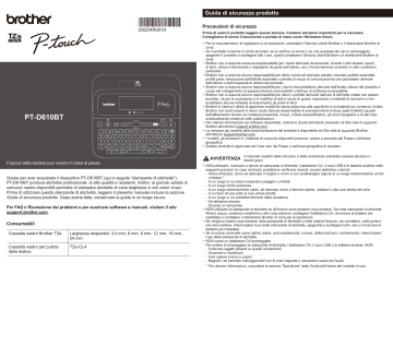 Brother PT-D610BT P-touch Guida di installazione rapida | Manualzz