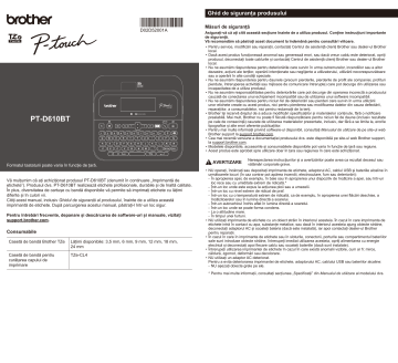 Brother PT-D610BT P-touch Ghid de instalare rapidă | Manualzz