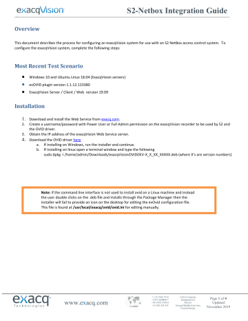 Exacq S2 Netbox Integration Guide | Manualzz