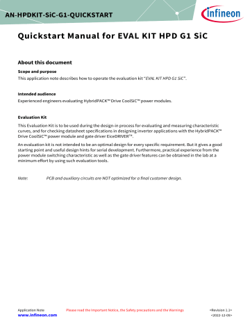 Infineon EVAL KIT HPD G1 SIC Evaluation Board User Manual | Manualzz