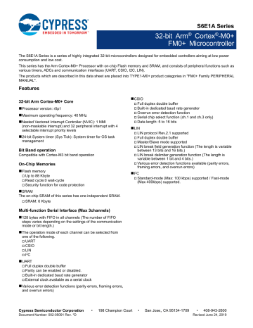 Infineon S6E1A11C0AGV20000 Microcontroller Data Sheet | Manualzz