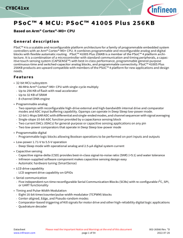 Infineon CY8C4128AXI-S455 Microcontroller Data Sheet | Manualzz