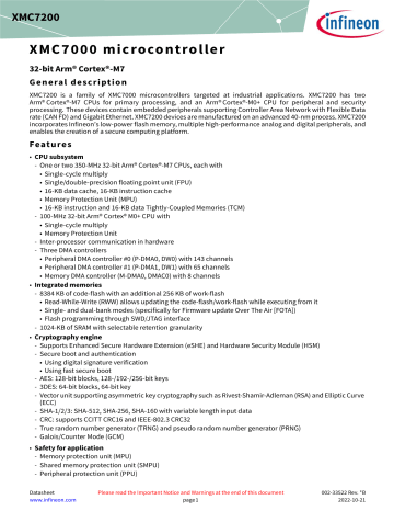 Infineon XMC7200D-F176K8384AA Microcontroller Data Sheet | Manualzz