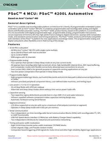 Infineon CY8C4248BZA-L489 Microcontroller Data Sheet | Manualzz
