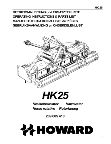 Kongskilde HOWARD POWER HARROW HK 25 Owner's Manual | Manualzz