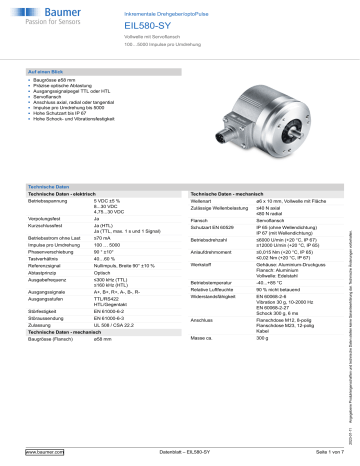 Baumer EIL580-SY Incremental encoder Datenblatt | Manualzz