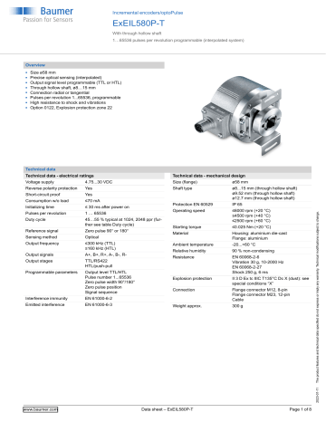 Baumer ExEIL580P-T Incremental encoder Data sheet | Manualzz