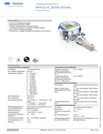 Baumer AFI4 Conductivity measurement Datenblatt | Manualzz