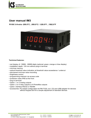 ICS Digital indicator IM3 Pt100 2-/3-wire User Manual | Manualzz