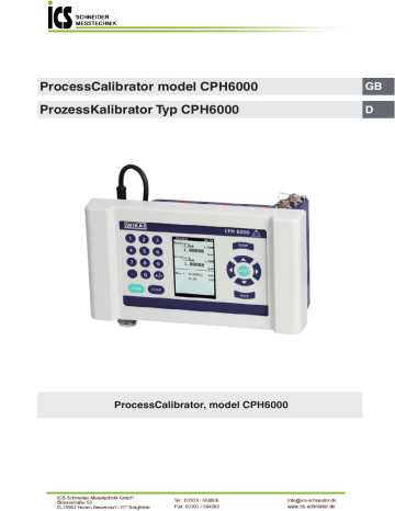 ICS Pressure calibrator CPH6000, CPT6000 User Manual | Manualzz
