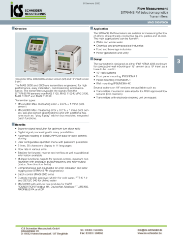 ICS SIEMENS Transmitter MAG 5000/6000 Datasheet | Manualzz