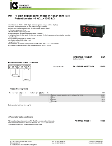 ICS Digital indicator IM1 Potentiometer Datasheet | Manualzz
