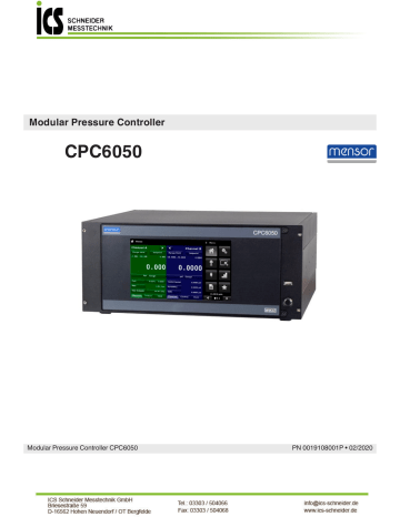 Specifications. ICS Pressure controller – Typ CPC6050 | Manualzz