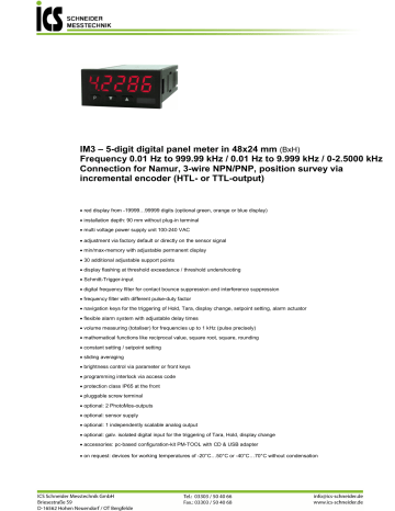 ICS Digital indicator IM3 Frequency Datasheet | Manualzz