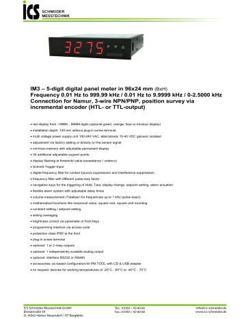 ICS Digital indicator IM3 Frequency Datasheet | Manualzz