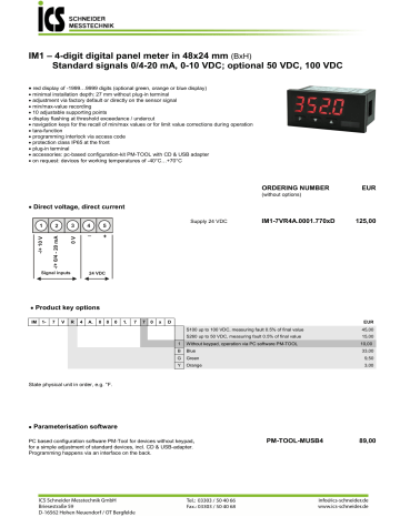 ICS Digital indicator IM1 Standard signals Datasheet | Manualzz