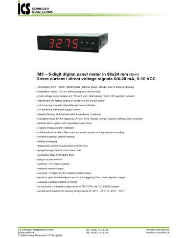 ICS Digital indicator IM3 Standard signals Datasheet | Manualzz