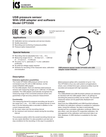 ICS CPT2500 USB pressure sensor Datasheet | Manualzz