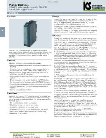 ICS Weighing module SIWAREX U Datasheet | Manualzz