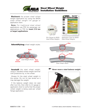 Bada Steel Wheel Weight Installation Guide | Manualzz