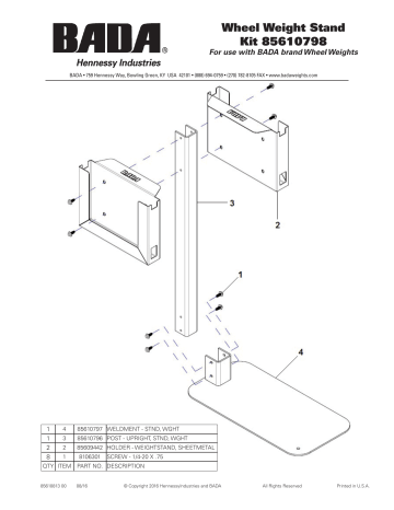 Bada Wheel Weight Stand Kit 85610798 Instruction | Manualzz