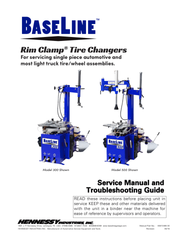 Baseline BL 300/500 Tire Changer Service Manual | Manualzz