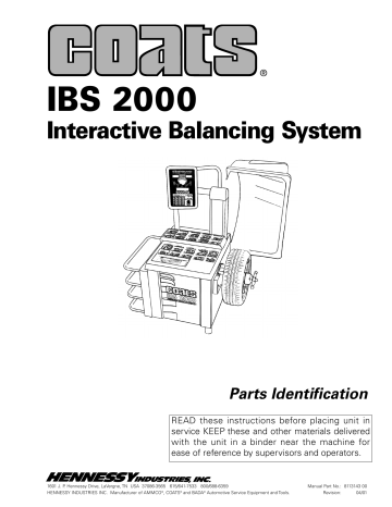 Coats IBS 2000 Wheel Balancer Parts Manual | Manualzz