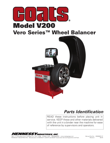 Coats Vero Series Wheel Balancer Parts Manual | Manualzz