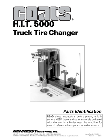 Coats HIT 5000 Truck Tire Changer Parts Manual | Manualzz