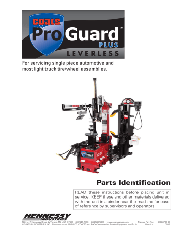 Coats ProGuard Leverless Plus, Tire Changer Parts Manual | Manualzz