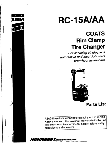 Coats RC15A/AA Parts Manual | Manualzz