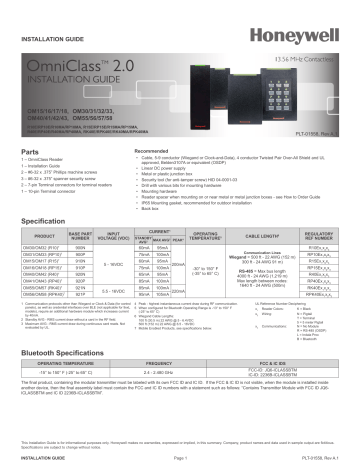 Honeywell OmniClass™ Credentials Guida d'installazione | Manualzz