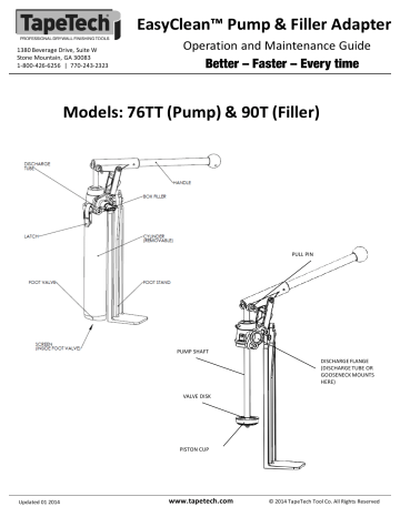 Tapetech 76TT EasyClean® Loading Pump Operations Guide | Manualzz