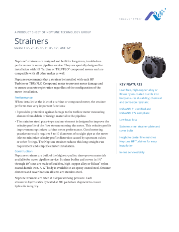 Neptune Strainer Product sheet | Manualzz