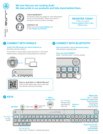 Jlab Audio Epic Keyboard Owner's Manual | Manualzz