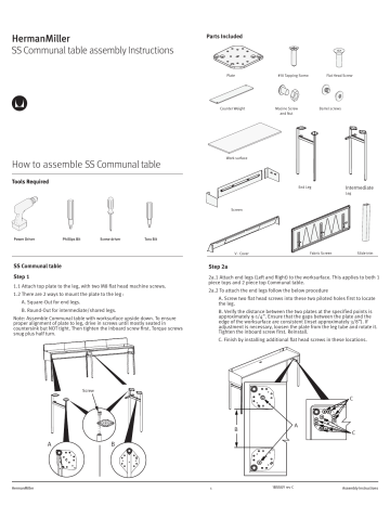 Herman Miller OE1 Workspace Collection Product Instructions | Manualzz