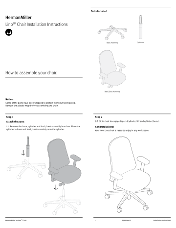 Herman Miller Lino Chairs Product Instructions | Manualzz