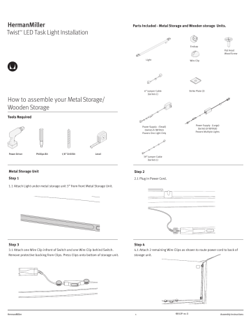 Herman Miller Twist LED Task Light Product Instructions | Manualzz