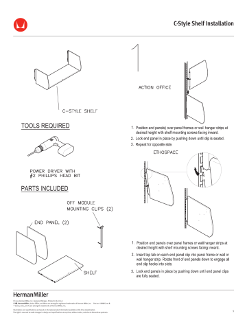 Herman Miller Ethospace System Product Instructions | Manualzz