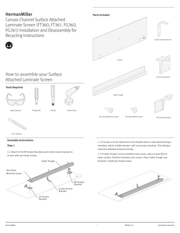 Herman Miller Canvas Vista Product Instructions | Manualzz