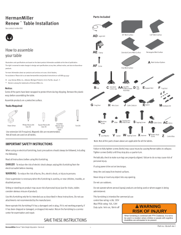 Herman Miller Renew Sit-to-Stand Tables Product Instructions | Manualzz