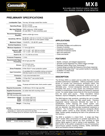 Biamp Community MX8 Floor Monitor Data Sheet | Manualzz